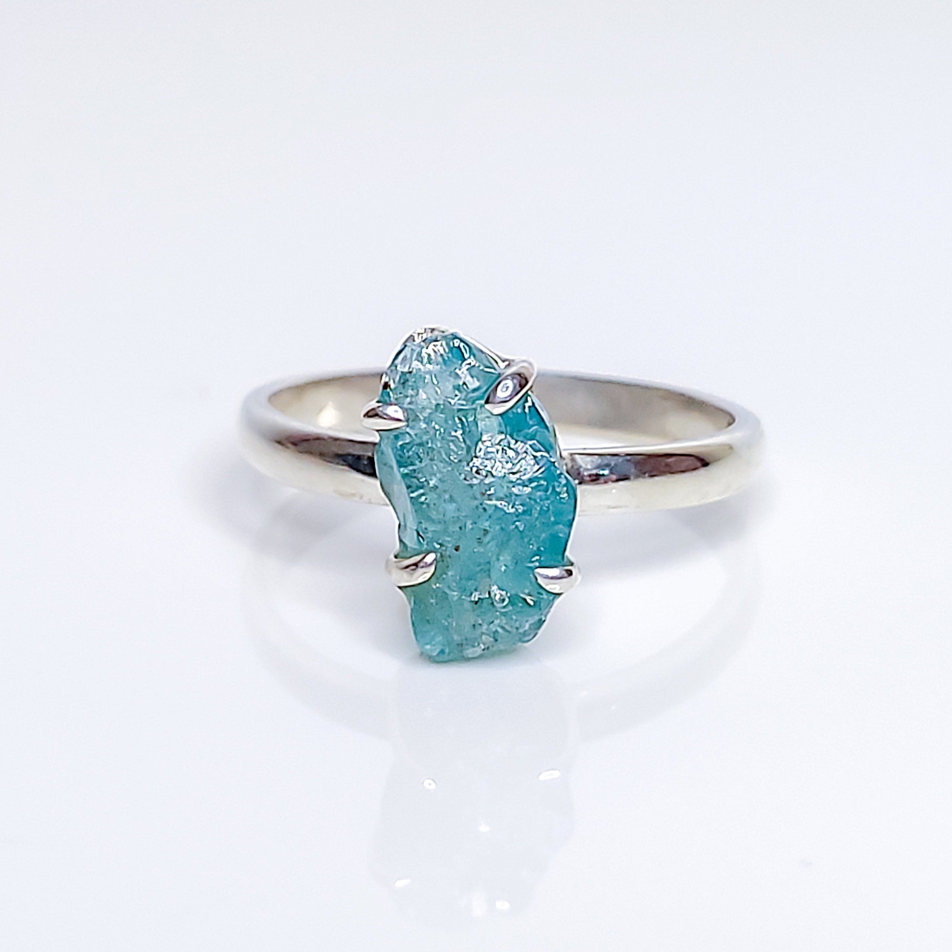 Raw Blue Apatite Crystal Birthstone Ring | Sacred Ceremony – Sacred ...